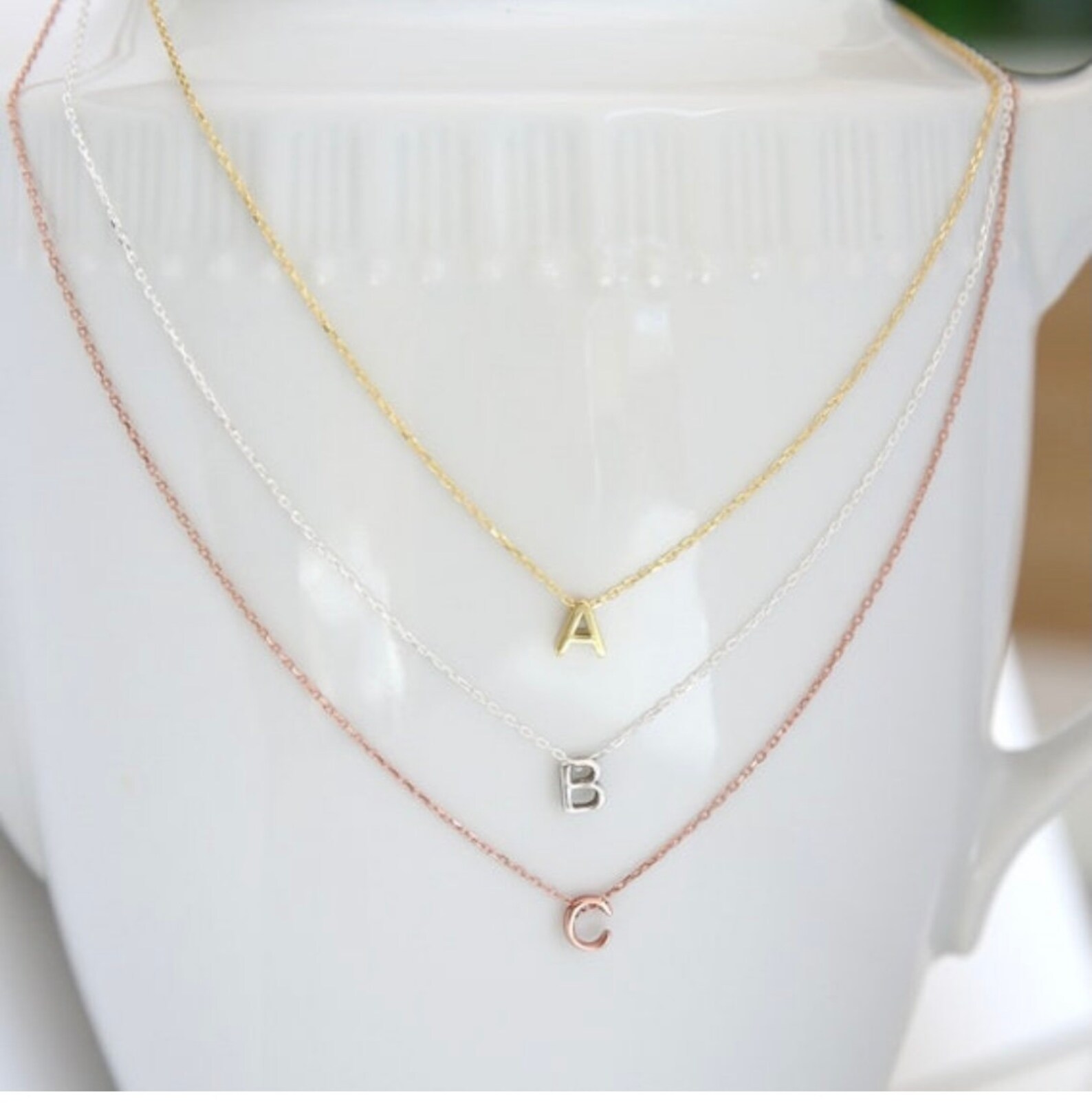 Sterling Silver Initial Necklace,initial Necklace,personalized Initial ...