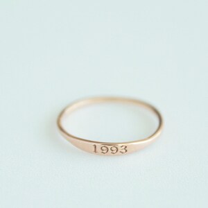 14k Gold Tiny Year Ring-personalized Number Ring-birthday Date Ring ...