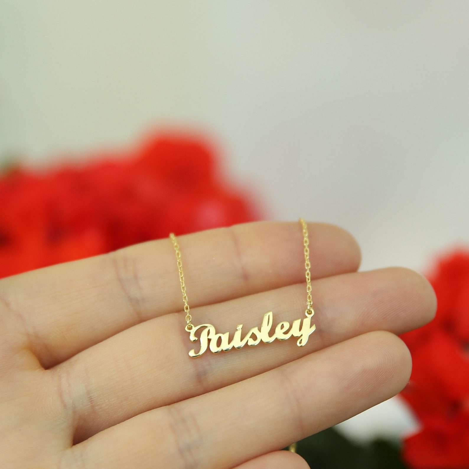 14k Solid Gold Name Necklace Customized Jewelry T For Etsy