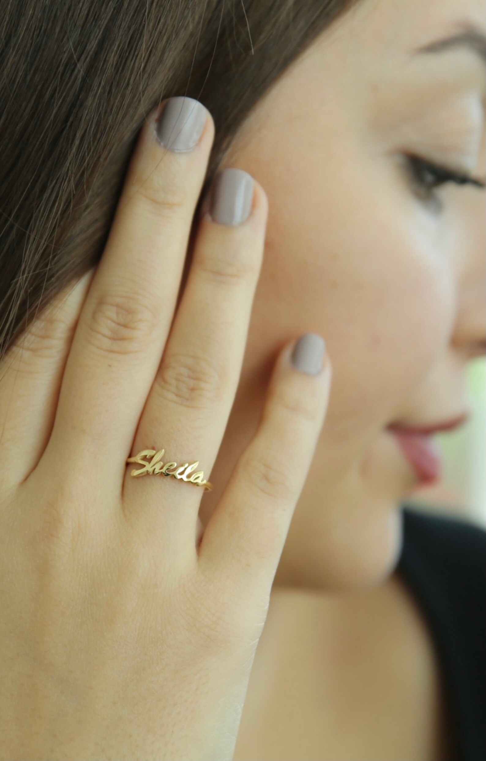 14k Solid Gold Name Ring-personalized Ring-initial Ring-letter - Etsy