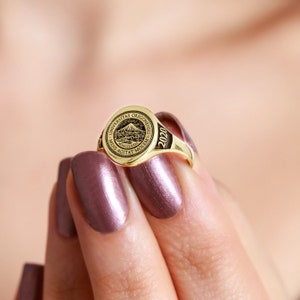 14k Gold Custom Class Ring,school Ring,signet Ring,graduation Ring ...