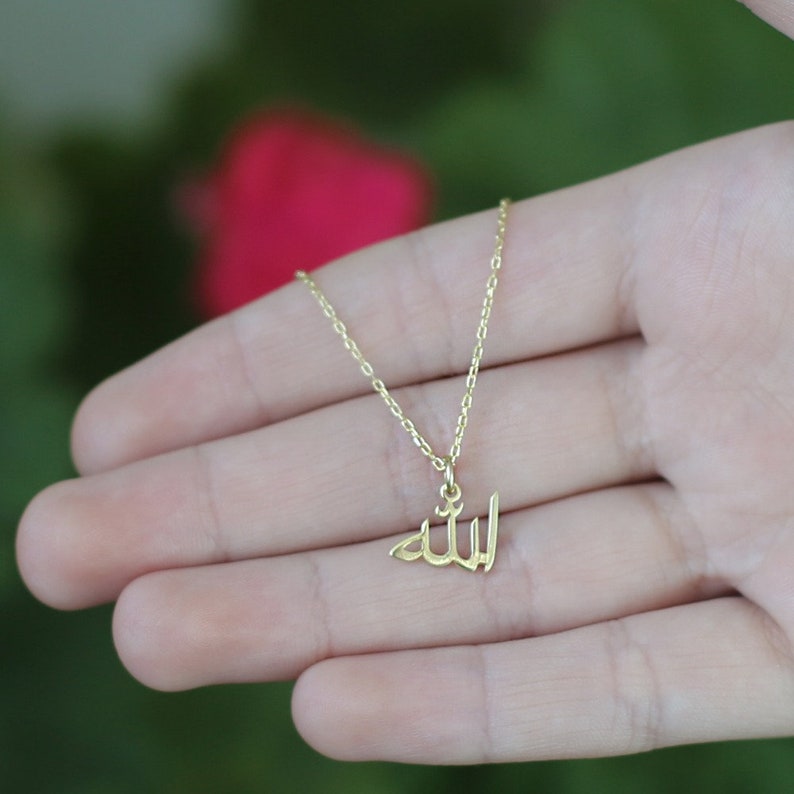 14k Gold Tiny Allah Necklace-dainty Gold Allah - Etsy