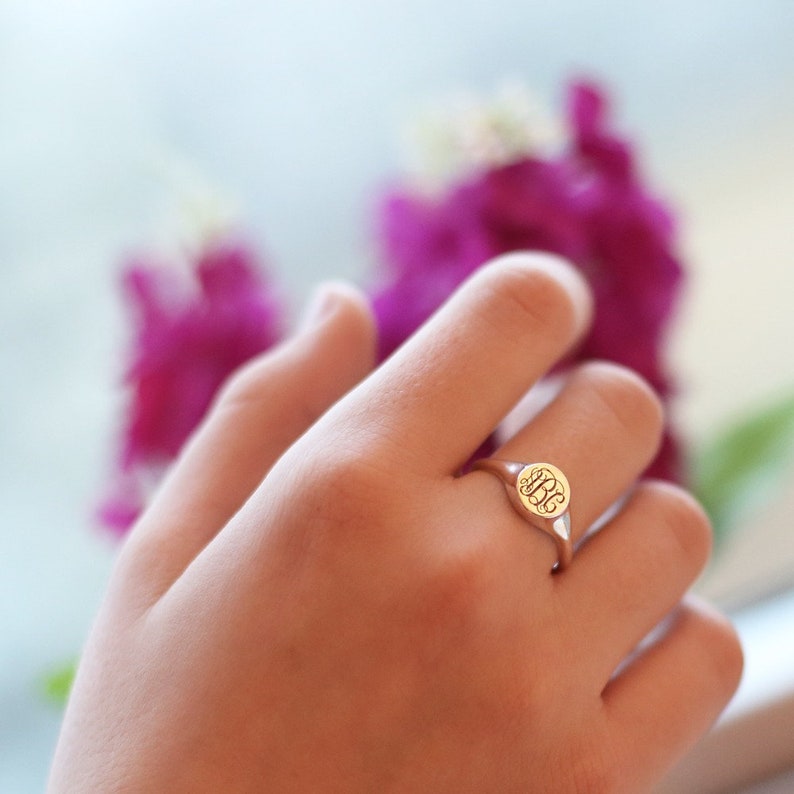 14K Signet Ring-personalized Ring-monogram Ring-gold - Etsy