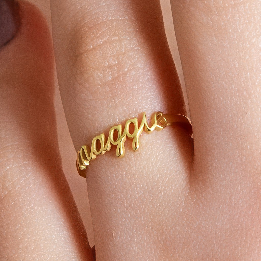 14k Solid Gold Name Ring Personalized Ring Custom Name - Etsy
