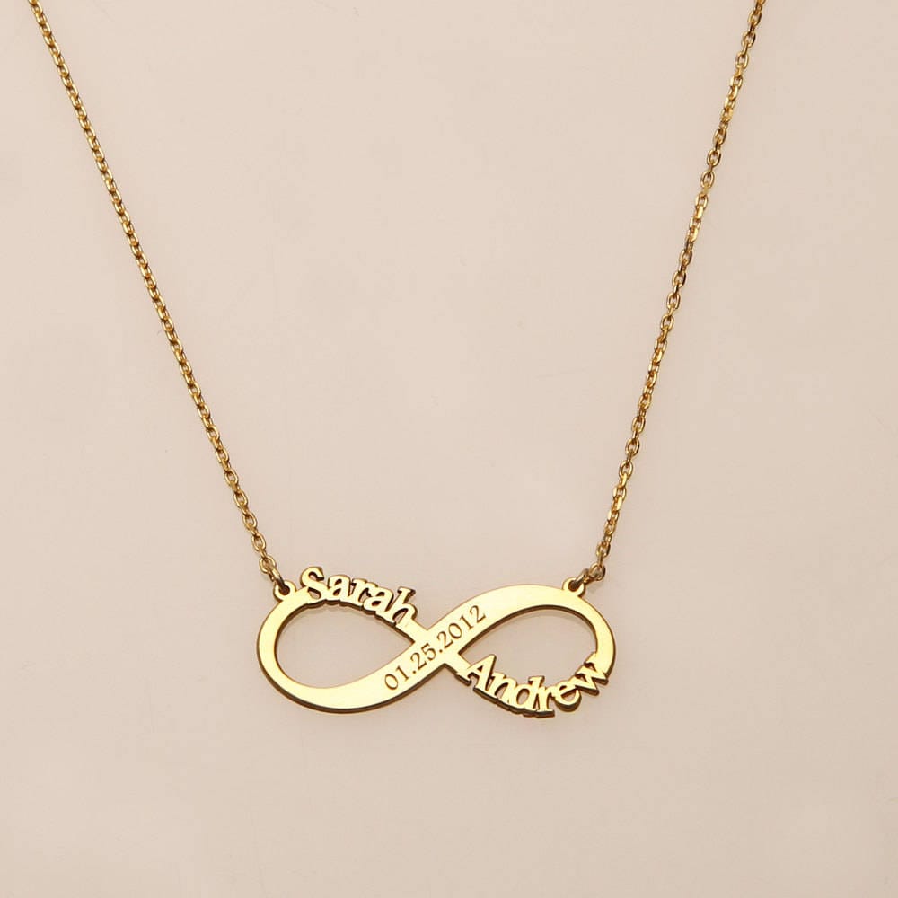 14k Solid Gold Infinity Necklace-name Necklace-personalized - Etsy