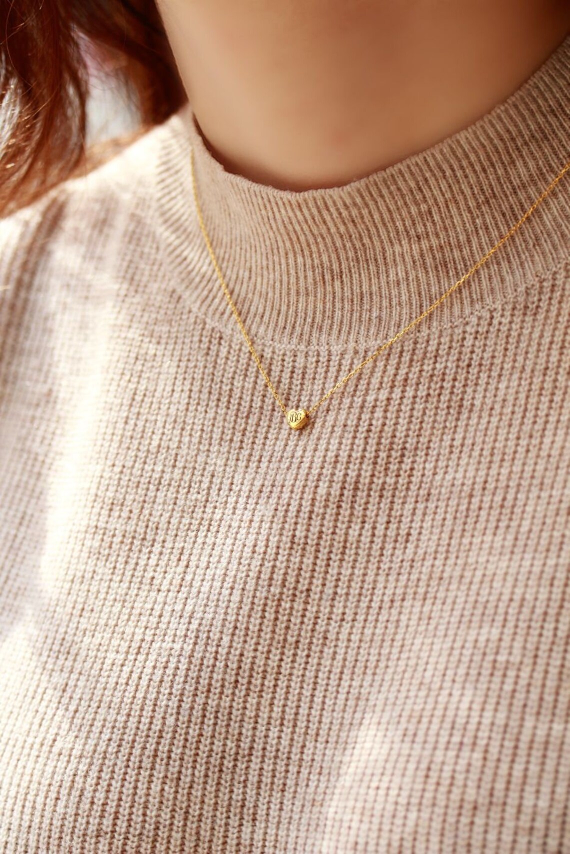14k Gold Mini Initial Necklace Tiny Monogram Necklaceletter - Etsy