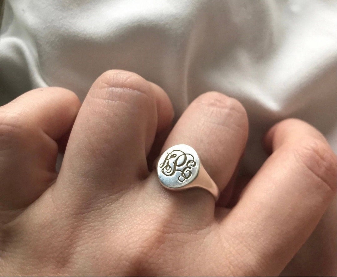 Signet Ring-personalized Ring-gold Signet Ring-initial Ring-engraved ...