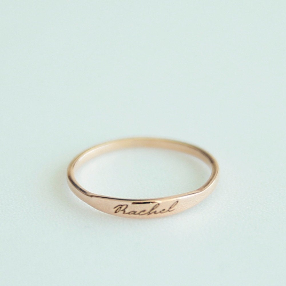 14k Gold Tiny Name Ring-personalized Ring-letter - Etsy