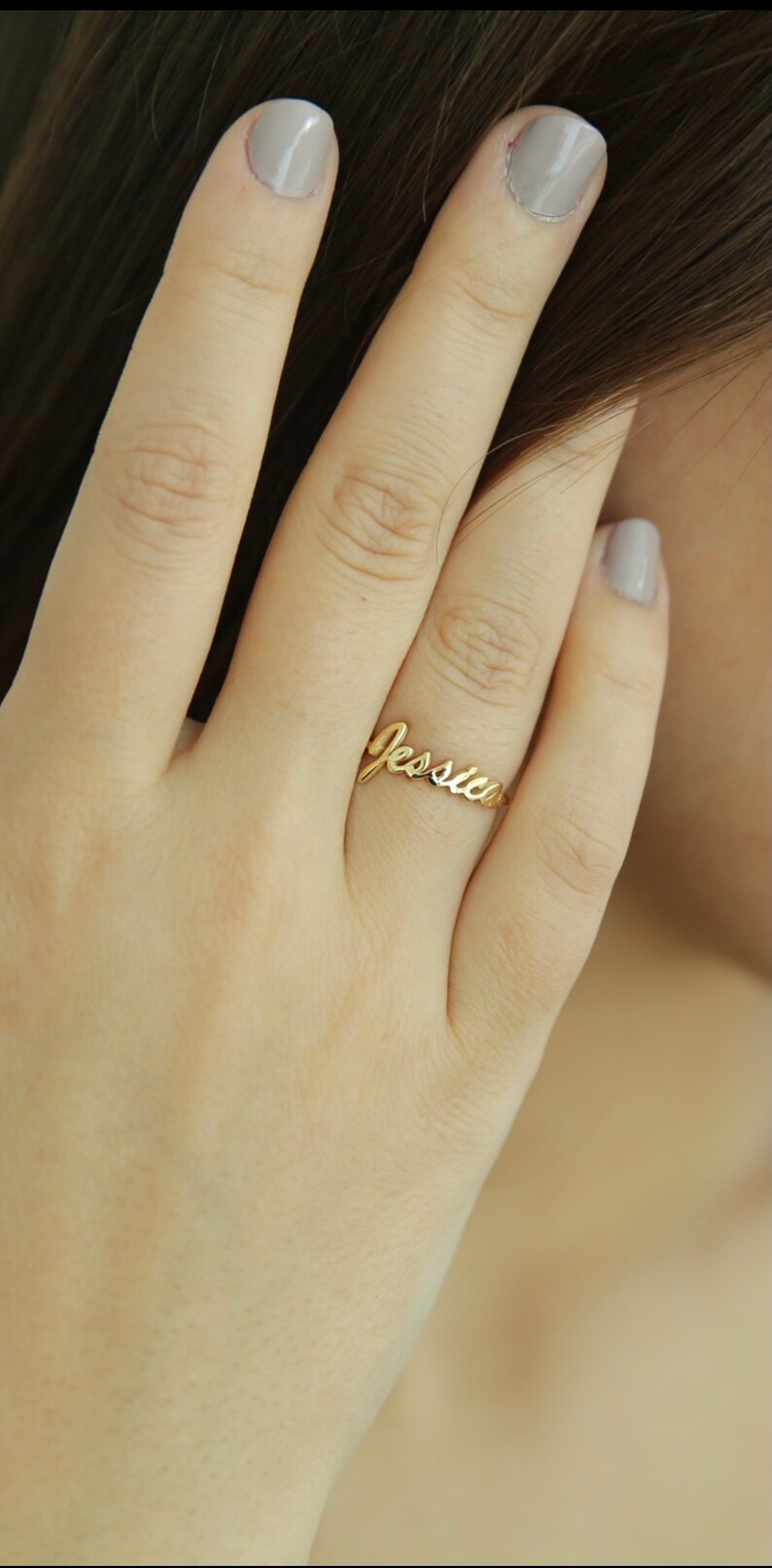 14k Solid Gold Name Ring-personalized Ring-initial Ring-letter - Etsy
