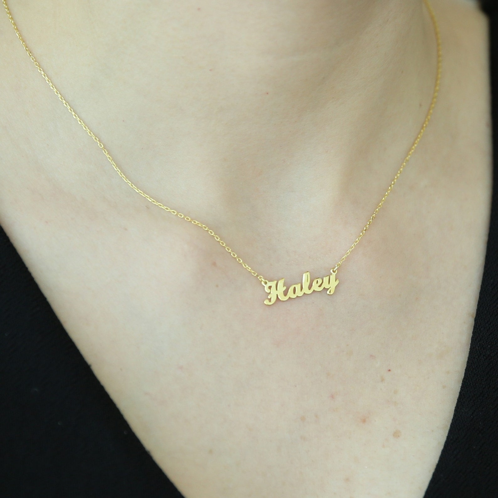 14k Solid Gold Name Necklacetiny Name Necklacepersonalized | Etsy