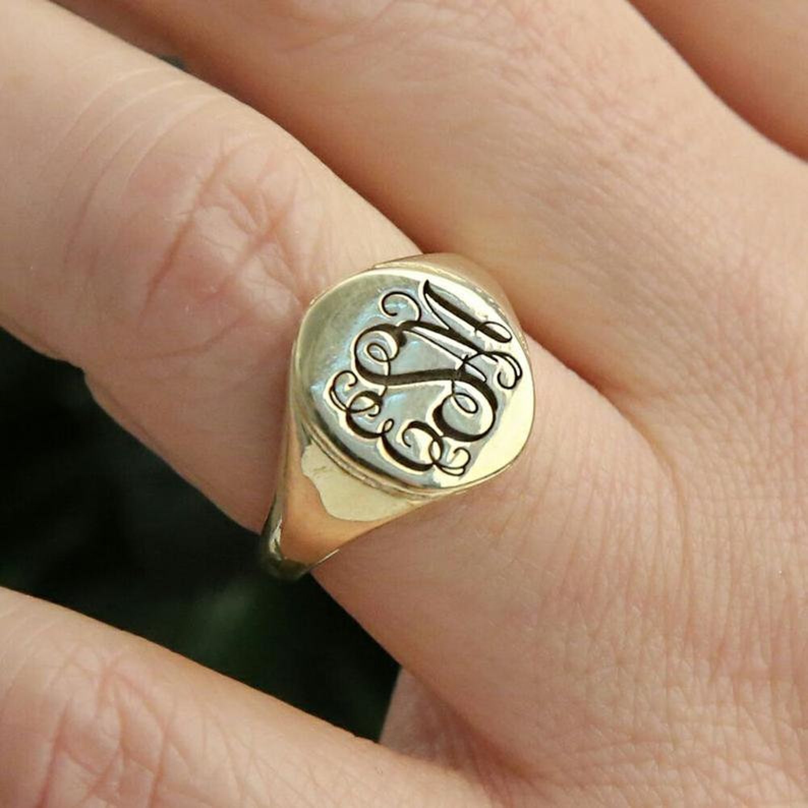 14k Solid Gold Signet Ring-engraved Ring-gold Ring-customized - Etsy