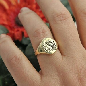 14k Solid Gold Signet Ring-engraved Ring-gold Ring-customized Jewelry ...