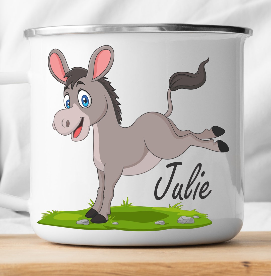 Personalized Donkey Mug | Enamel Kids Cup, Birthday Gift - Etsy