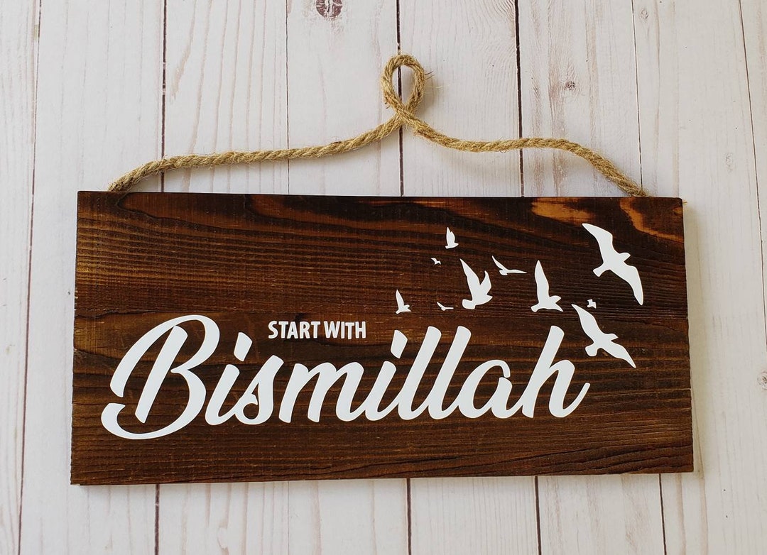 Start With Bismillah Arabic/english Sign Handmade Sign Plaques ...