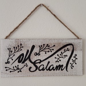 Wooden Salam Sign Boutique Signs Handmade Sign Welcome Plaques Business ...