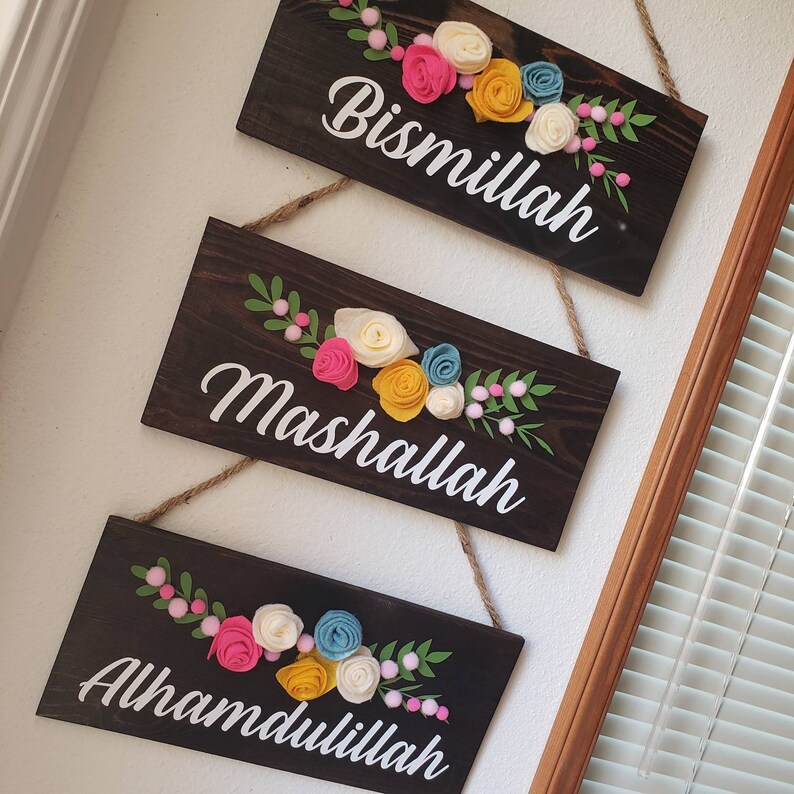 3 Wooden Mashaallah, Bismimillah, Alhamdoulelah Arabic Sign Handmade ...