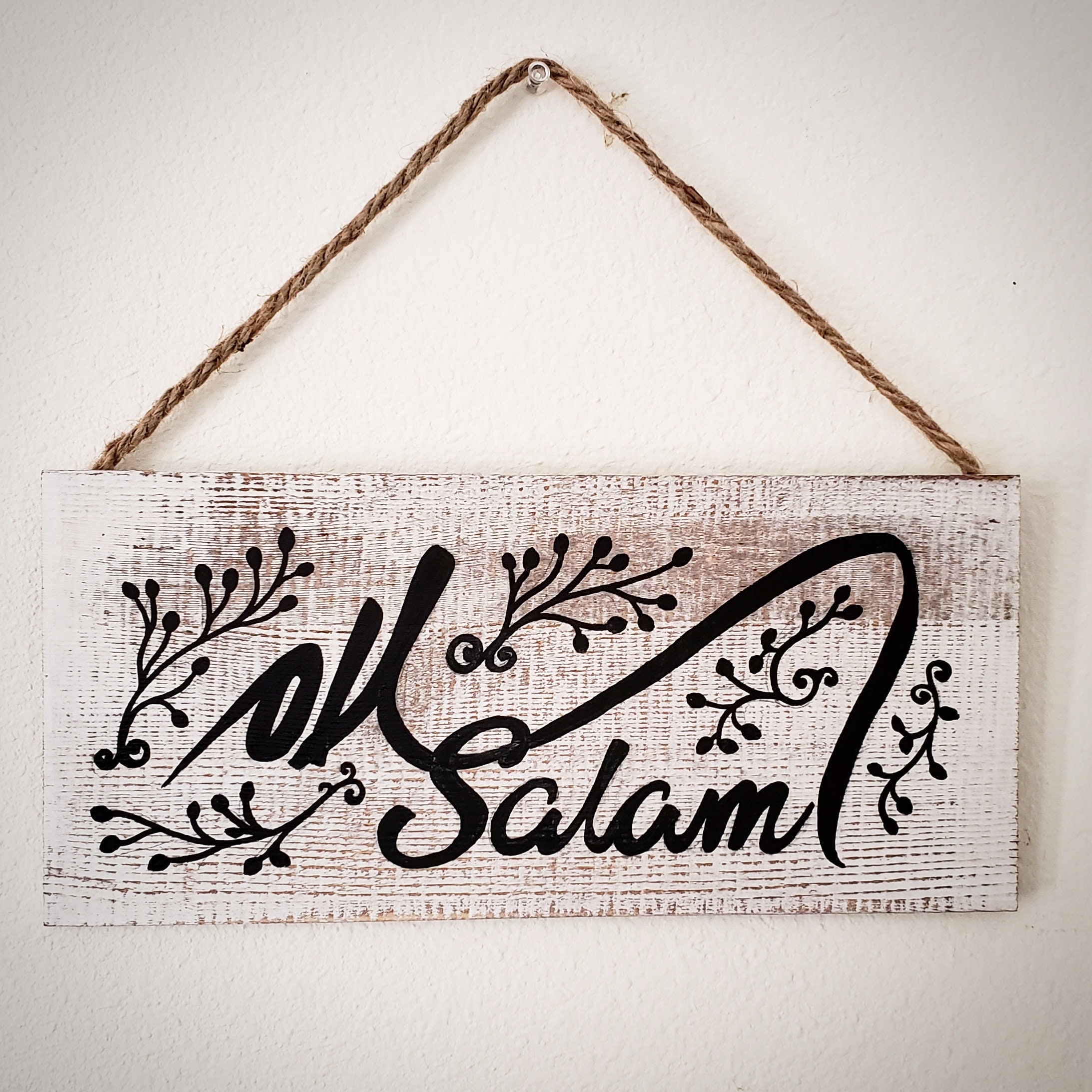Wooden Salam Sign Boutique Signs Handmade Sign Welcome Plaques Business ...