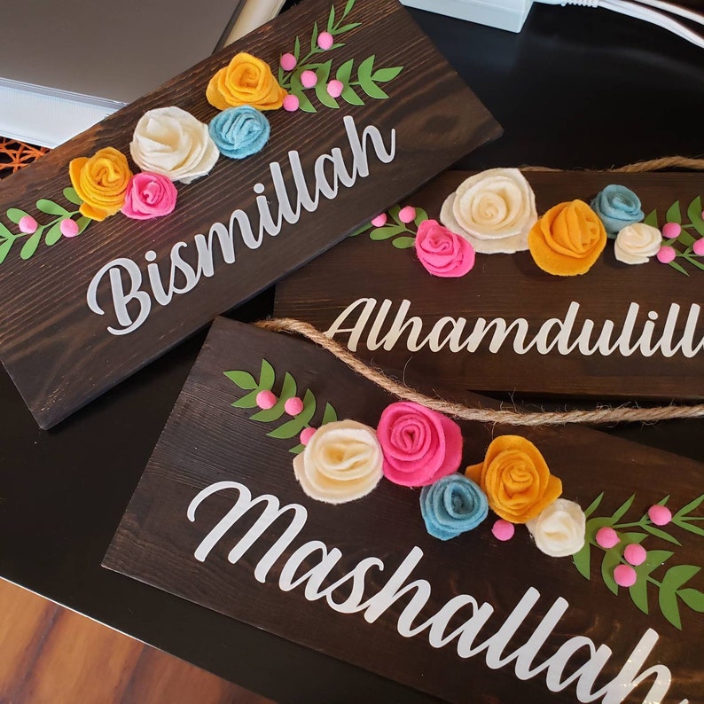 3 Wooden Mashaallah, Bismimillah, Alhamdoulelah Arabic Sign Handmade ...