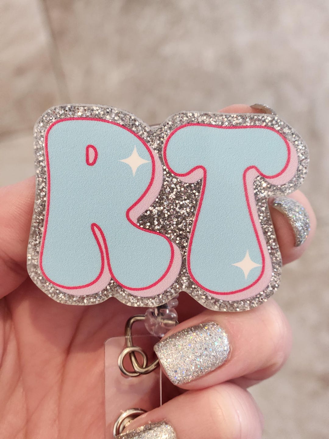 Respiratory Therapy Badge Reel, RT Badge Clip, Glitter Badge Reel for ...