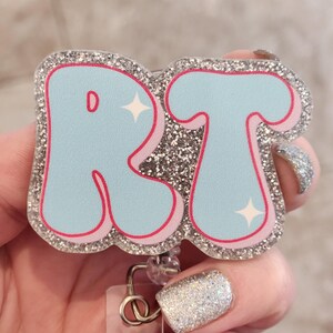 Respiratory Therapy Badge Reel, RT Badge Clip, Glitter Badge Reel for ...