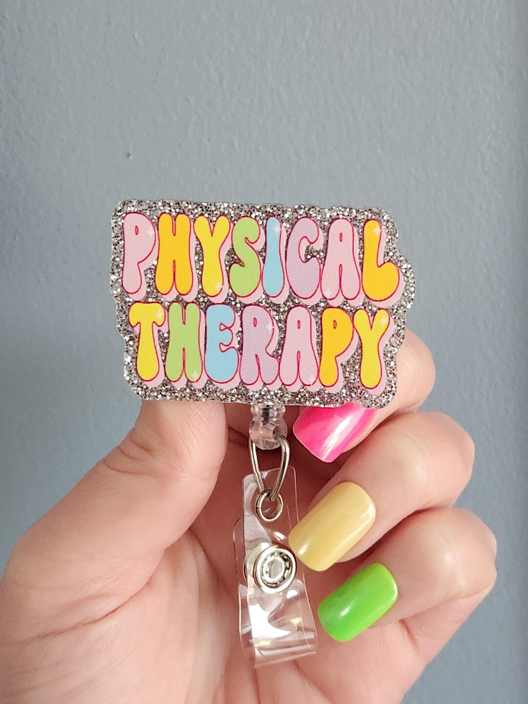 Physical Therapy Glitter Badge Reel, Pt Badge Clip, Pt Id Badge Holder ...