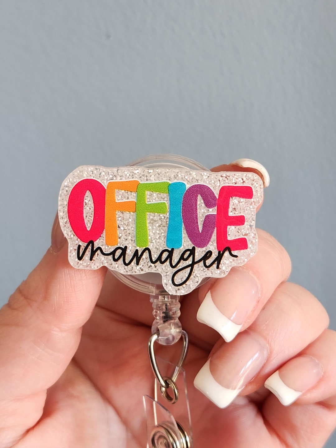 Office Manager Badge Reel, Badge Clip for Boss, Id Holder Pulley Gift ...