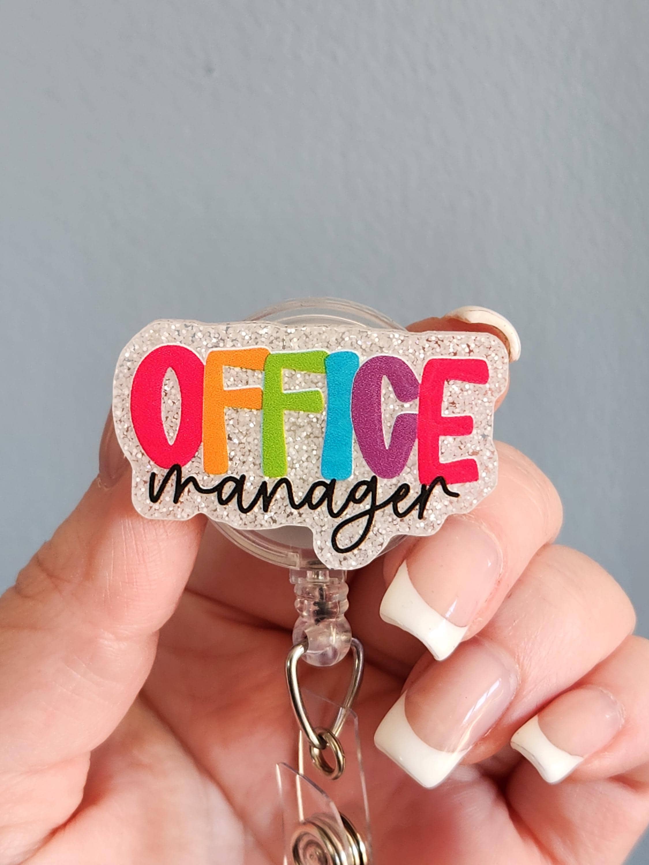 Office Manager Badge Reel, Badge Clip for Boss, Id Holder Pulley Gift ...