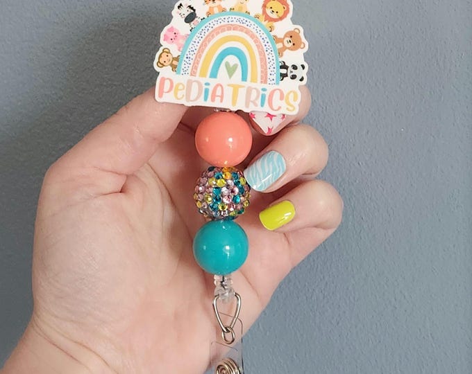 Pediatric Zoo Animal Boho Rainbow Badge Reel, Peds Badge Clip, Id Badge ...