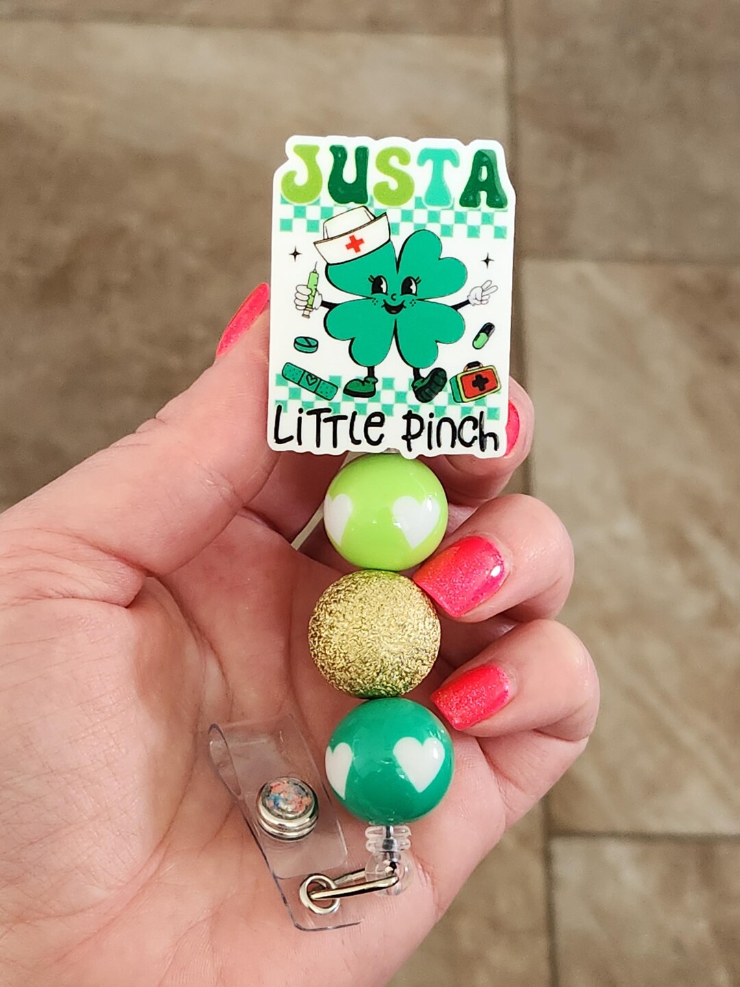 Just a Little Pinch St Patricks Medical Theme Badge Reel, St Patrick's ...