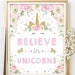 Believe in Unicorns Nursery Room Decor. Purple Pink Gold Unicorn Decor ...