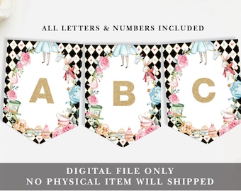 Alice in Wonderland Party Bunting/banner Digital Download - Etsy