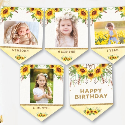 Sunflower Happy Birthday Banner - Etsy