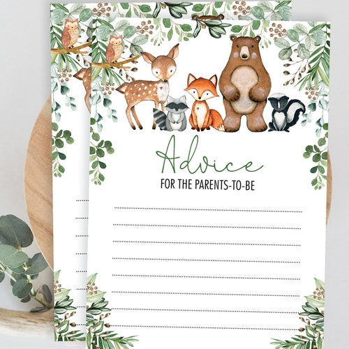 Woodland Baby Shower Books for Baby Printable Card Rustic - Etsy