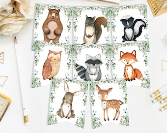 Greenery Woodland Animals Birthday Printable Decor. Forest | Etsy