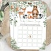 Woodland Animals Bingo Baby Shower Game. Greenery Botanical Forest ...