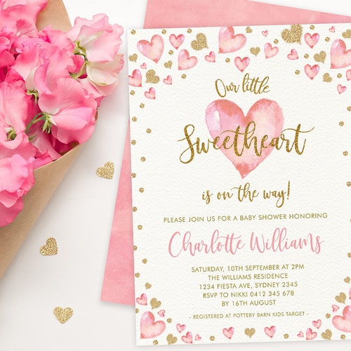 Heart Baby Shower Invitation Instant Download Editable - Etsy