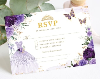 Quinceanera Rsvp Floral Card - Etsy