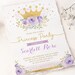 Purple Princess Party Invitation Gold Crown Princess Birthday Invite ...