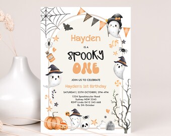 Editable Spooky One Birthday Invitation Halloween 1st - Etsy