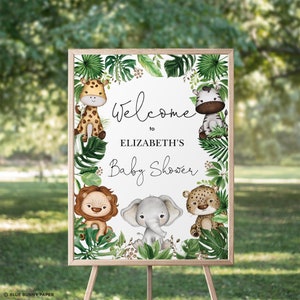 Editable Safari Welcome Sign, Tropical Jungle Animals Baby Shower ...