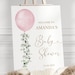 Pink Balloon Welcome Sign Eucalyptus Balloon Girl Baby Shower EDITABLE ...