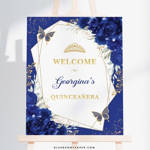 Royal Blue Quinceanera Welcome Sign Blue Gold Mis Quince 15 Anos ...