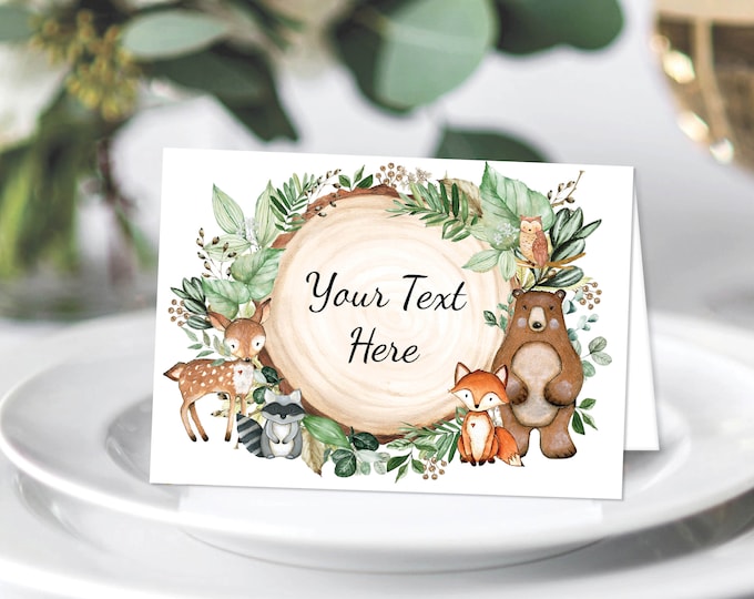 EDITABLE Woodland Animals Place Cards. Botanical Forest Food - Etsy