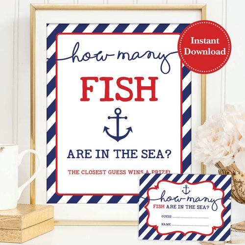 Guess How Many Fish Are in the Sea Printable. Nautical Baby - Etsy