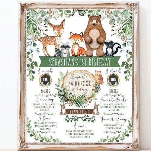 EDITABLE Woodland Birthday Invitation Forest Animals Woodland - Etsy