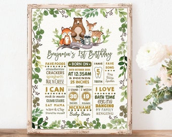 Greenery Woodland Animals Birthday Printable Decor. Forest | Etsy
