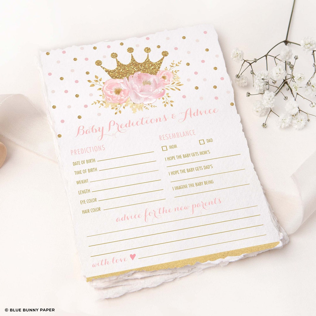 Princess Predictions and Advice for Parents, Gold Crown Baby Shower ...
