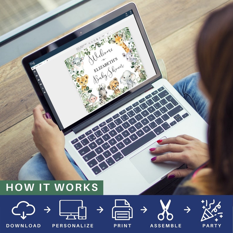 Jungle Safari Backdrop Large Editable Welcome Sign Wild - Etsy