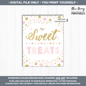 Sweet Treats Sign. Twinkle Little Star Candy Bar Table Sign. Pink Gold ...