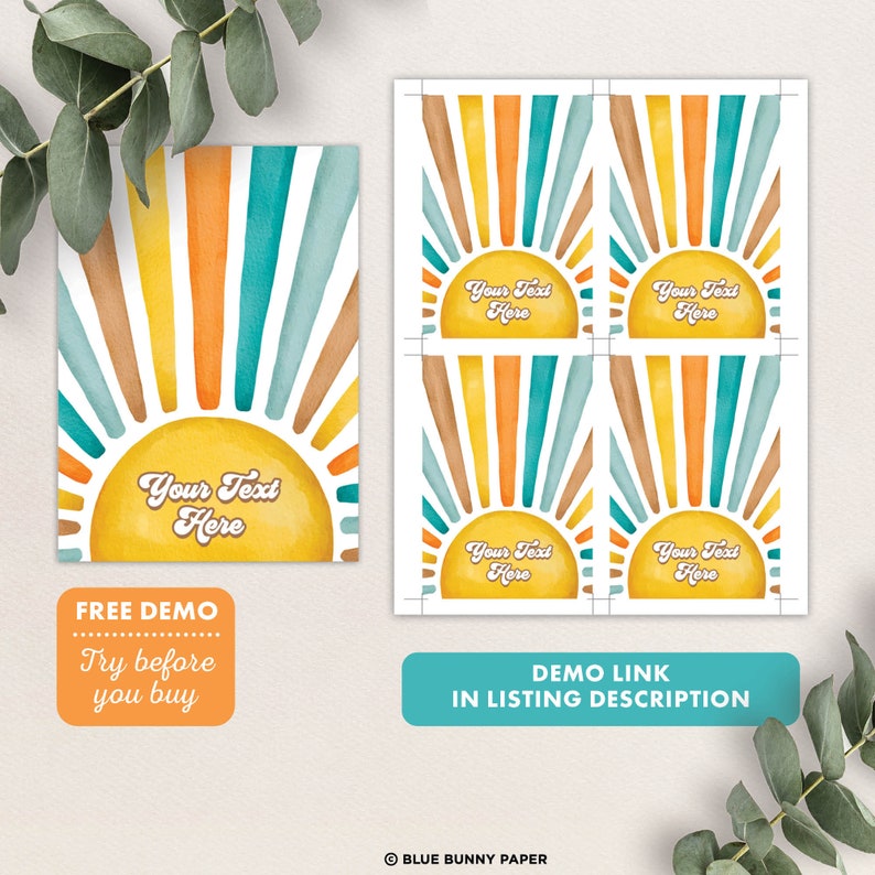 Editable Sunshine Folded Food Labels Here Comes the Sun Place - Etsy